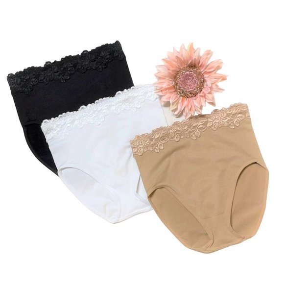 Rhonda Shear Intimates And Sleepwear Rhonda Shear Lace Trim Seamless Ahh Brief 3 Pc Set Small